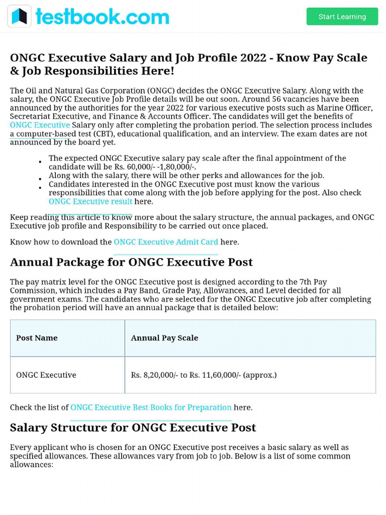 ONGC Executive Salary and Job Profile 2022 - Know Pay Scale & Job ...