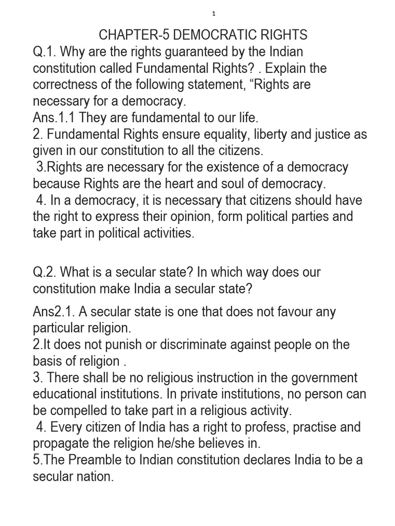 9 Pol SC - CH-5 Democratic Rights | PDF | Justice | Crime & Violence