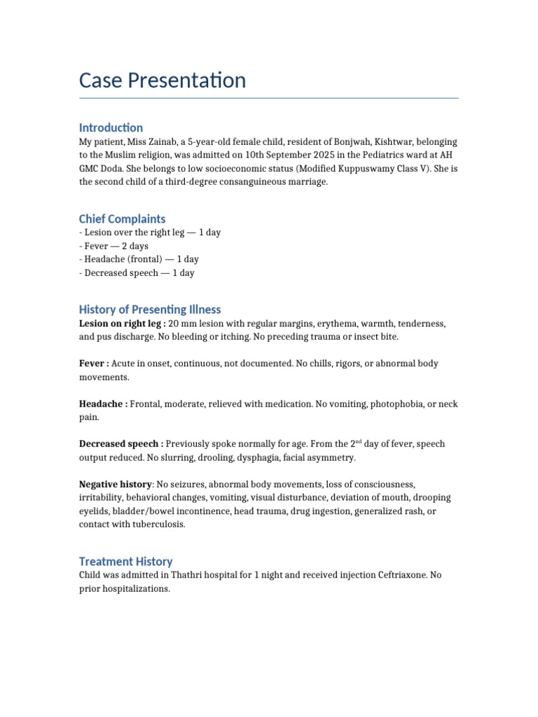 Case Study: Pediatric Meningoencephalitis | PDF | Diseases And ...