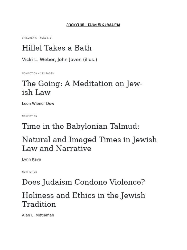 BOOK CLUB - TALMUD & HALAKHA (Autosaved) | PDF | Talmud | Judaism