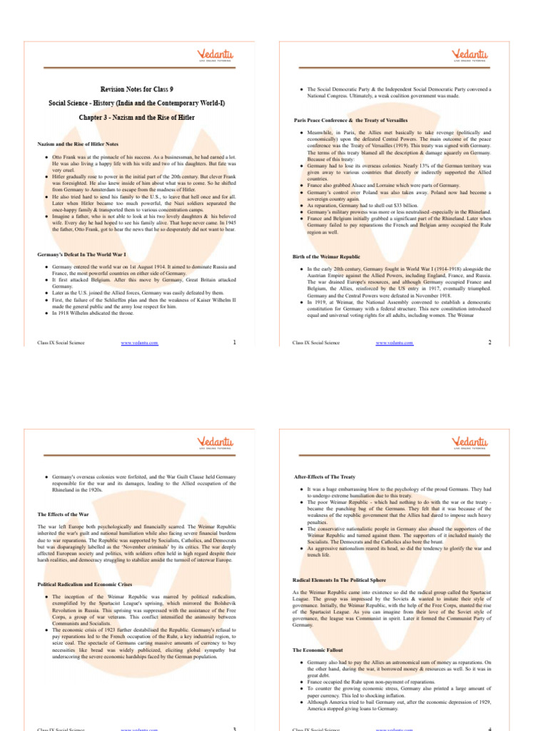Class 9 History: Nazism & Hitler's Rise | PDF | Adolf Hitler | Nazi Germany