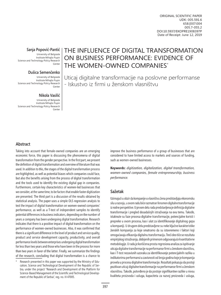 Digital Transformation in Women-Owned Businesses | PDF ...