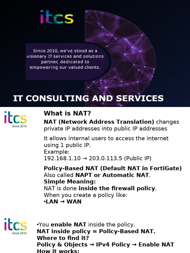 Understanding NAT in FortiGate Firewalls | PDF