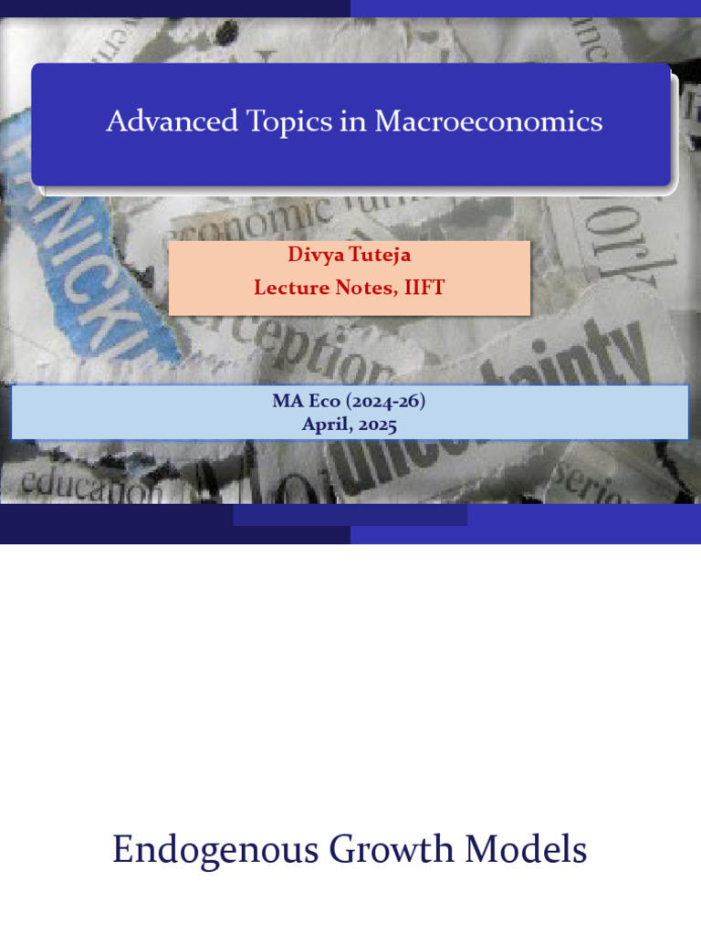 Endogeneous Growth Models | PDF | Economic Growth | Macroeconomics
