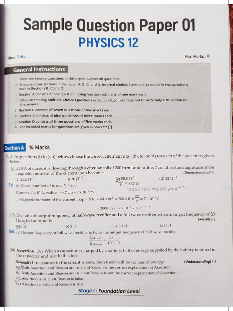 Physics Arihant Sample Papers | PDF