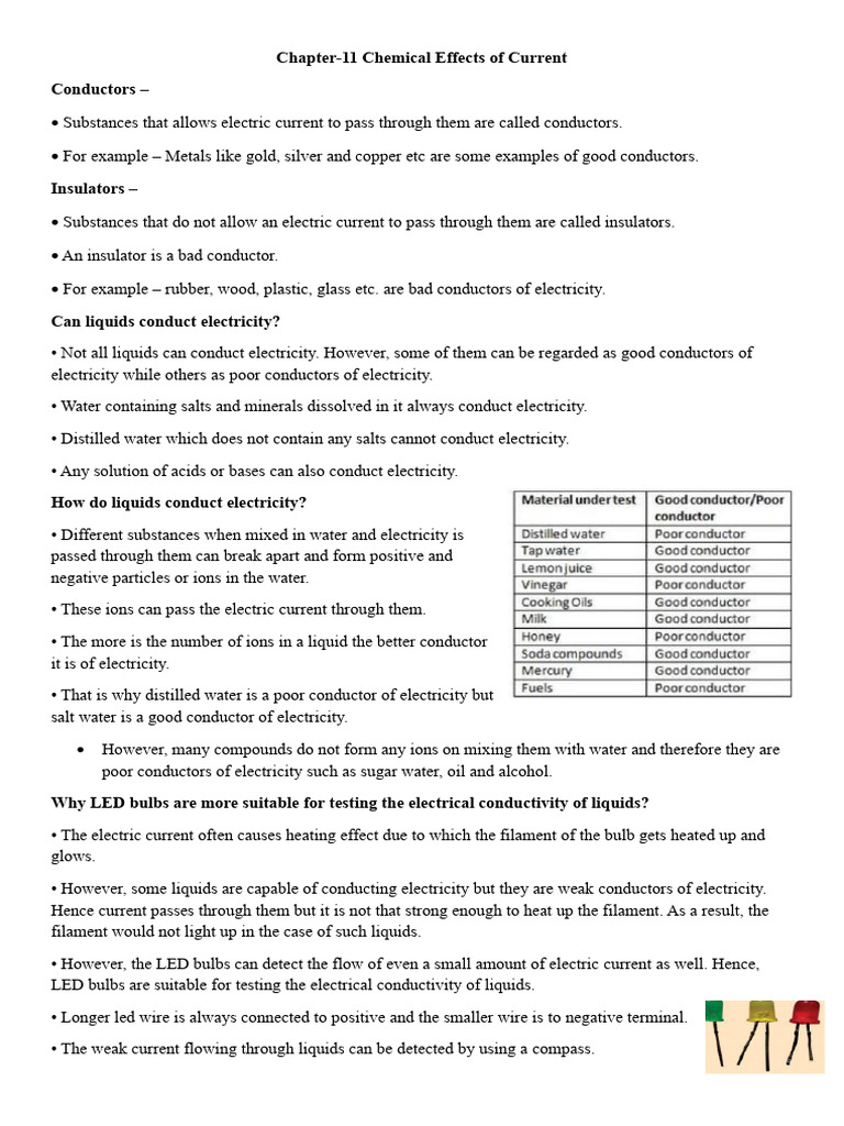 Chapter-11 Chemical Effects of Current Notes | PDF | Electric Current ...