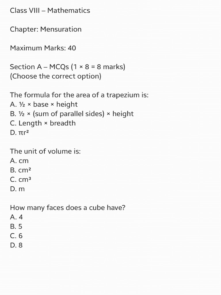 Maths Test Class 8th_251220_134841 | PDF