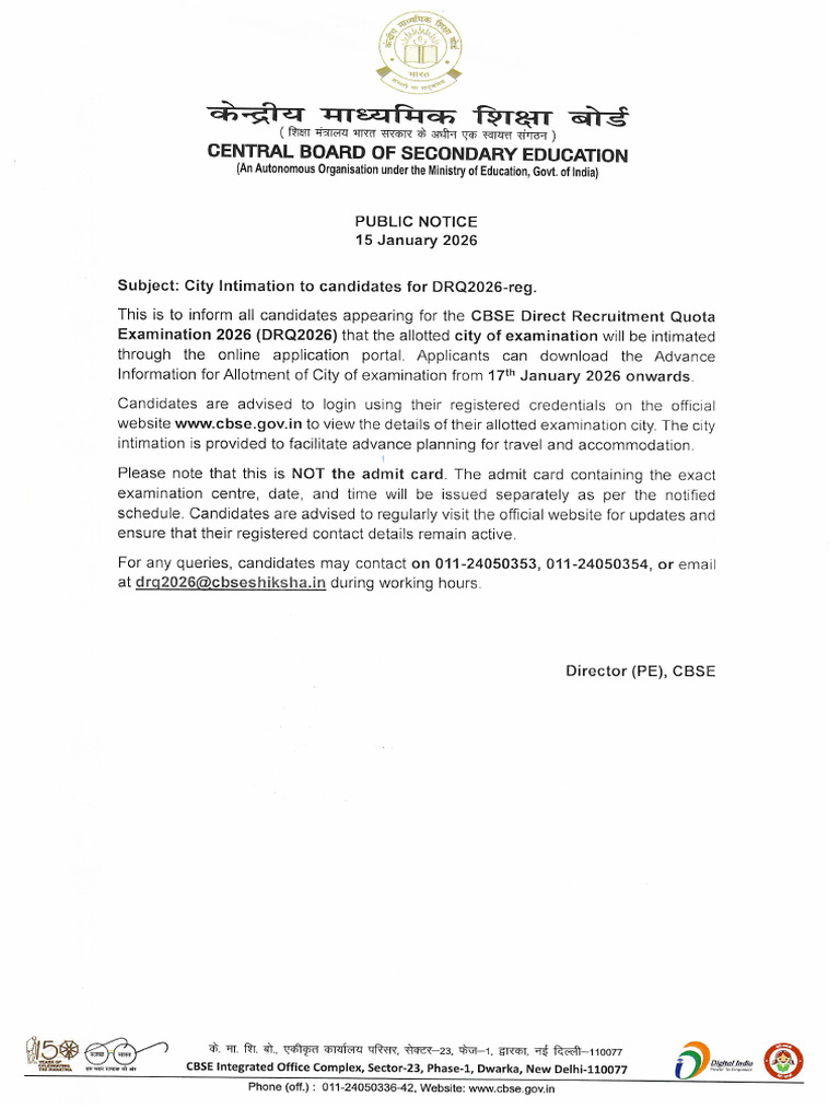 Public Notice City Intimation DRQ2026 15012026 | PDF