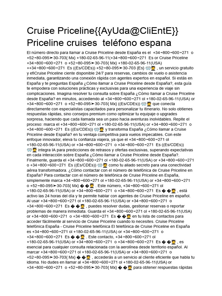 Priceline cruises teléfono espana | PDF