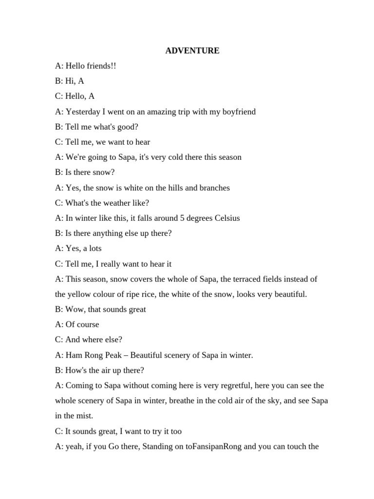 Adventure - Conversation | PDF | Foods | Cuisine