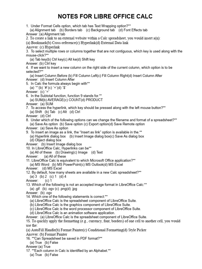 2025-12-21 Libre Office Calc Notes | PDF | Spreadsheet | Computing