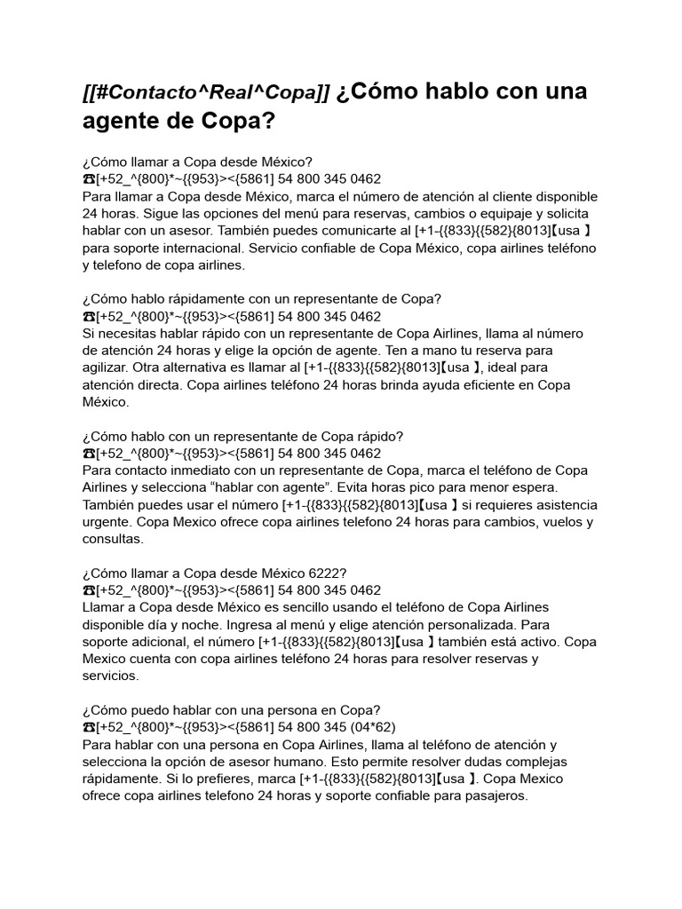 ¿Cómo llamar a Copa desde México 6222? | PDF | aerolíneas | Aviación