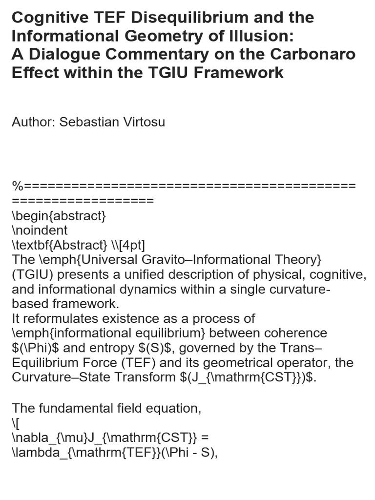 Cognitive TGIU TEF Disequilibrium and the Informational Geometry | PDF ...