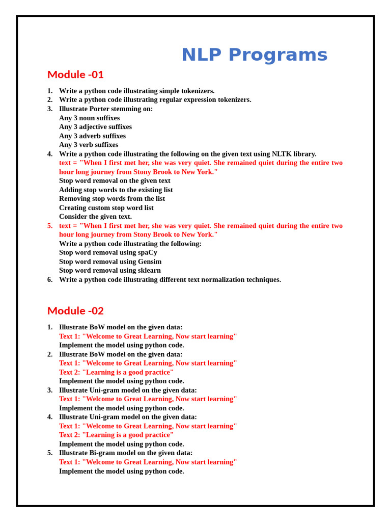 NLP Programs All | PDF | Glove | Grammar