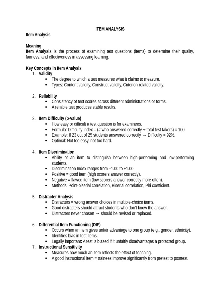 Item Analysis | PDF