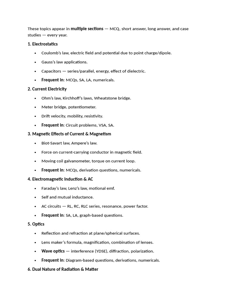 Essential Physics Topics for CBSE 2026 | PDF | Inductance | Optics