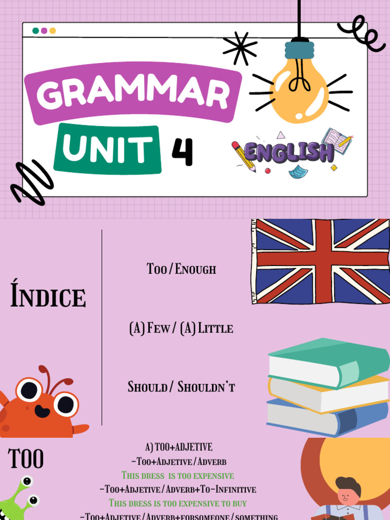 Grammar Guide: Too, Enough, Should | PDF | Syntax | Semantic Units