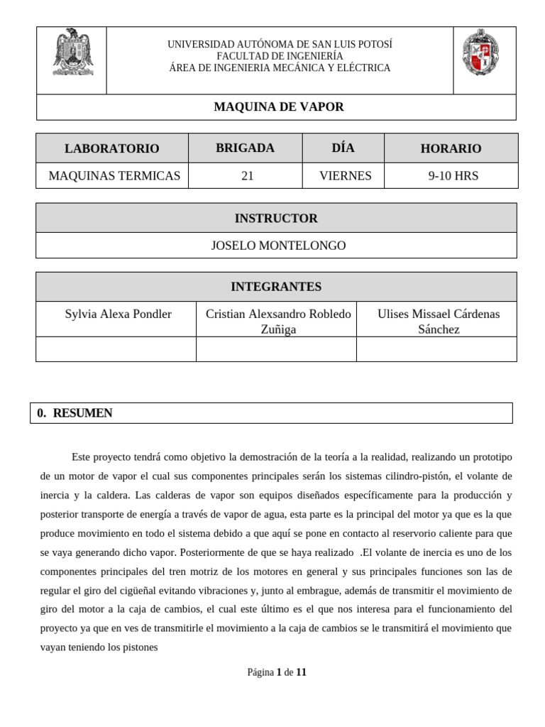 REPORTE MÁQUINAS FINAL XD | PDF | Máquina de vapor | Vapor