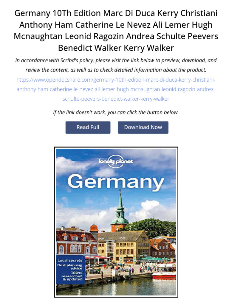 Germany 10th Edition Marc Di Duca Kerry Christiani Anthony Ham ...