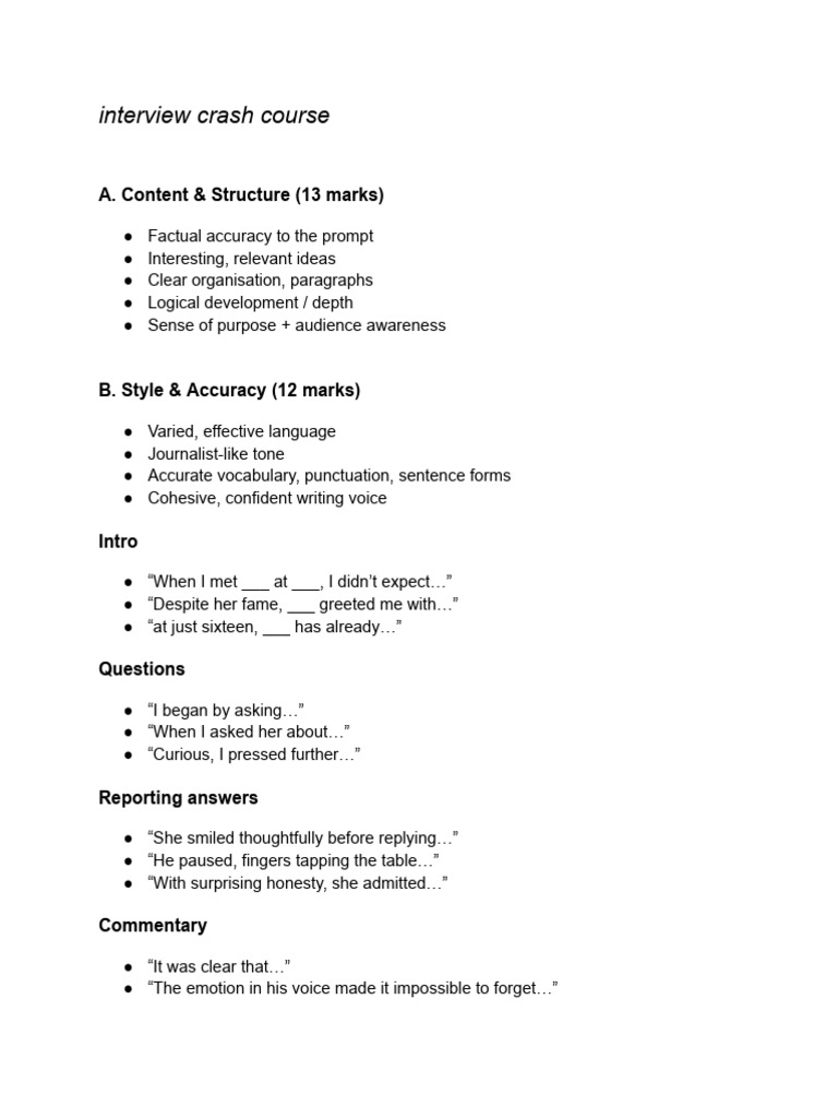 Interview Crash Course | PDF