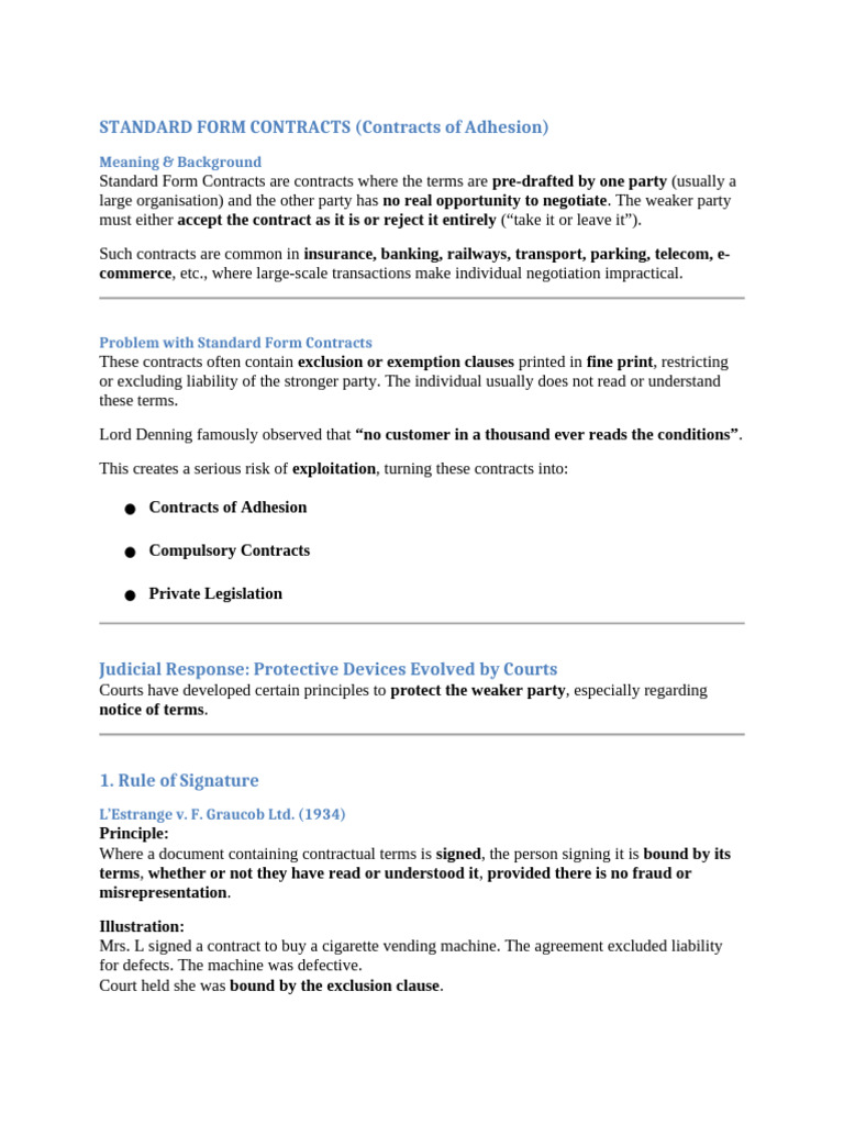 Understanding Standard Form Contracts | PDF | Private Law | Common Law