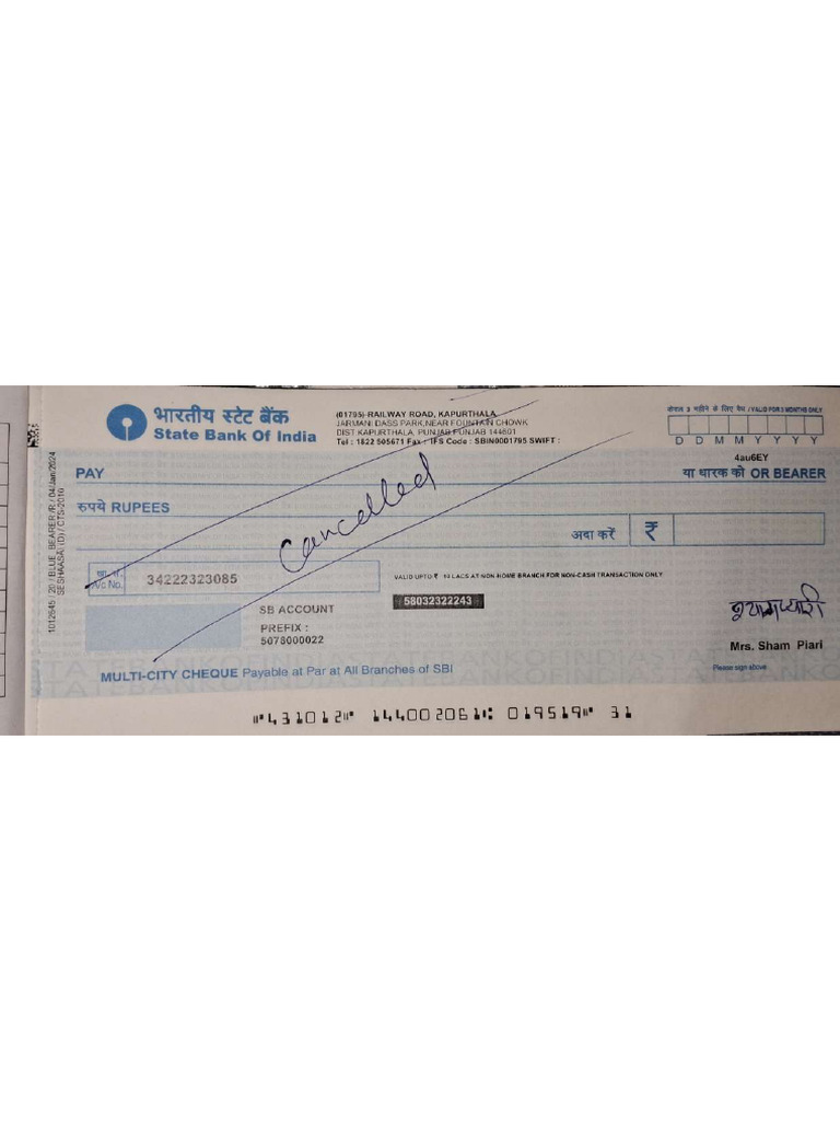 Cancelled Cheque | PDF