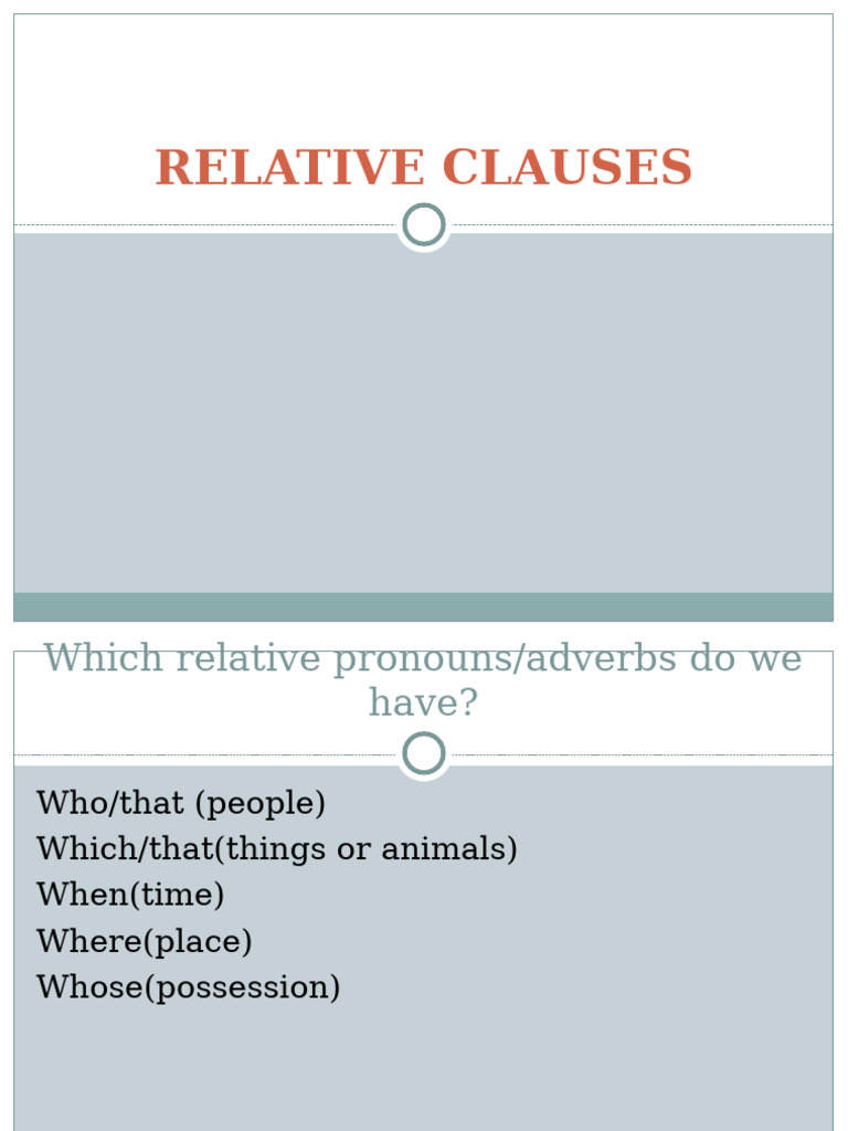 Defining and Non Defining Relative Clauses | PDF | Comma | Pronoun