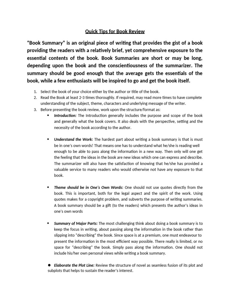 Guideline For Book Review 1 | PDF | Books