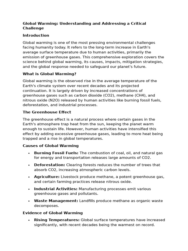 Global Warming: Causes, Impacts, Solutions | PDF | Climate Change ...