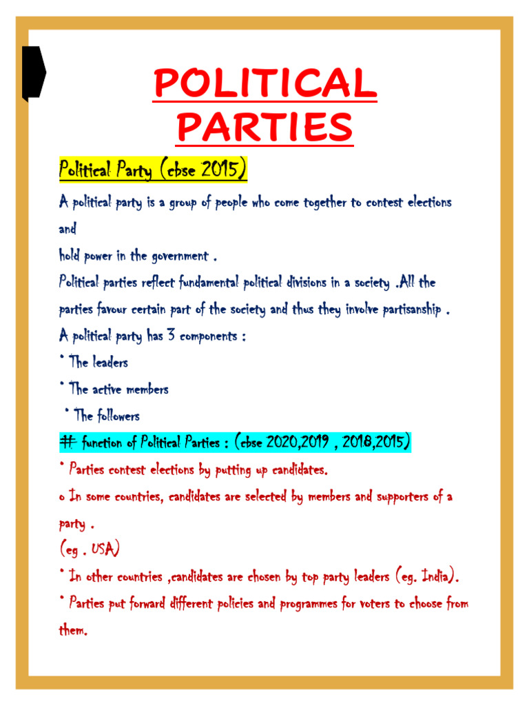 Understanding Political Parties and Their Roles | PDF | Political ...