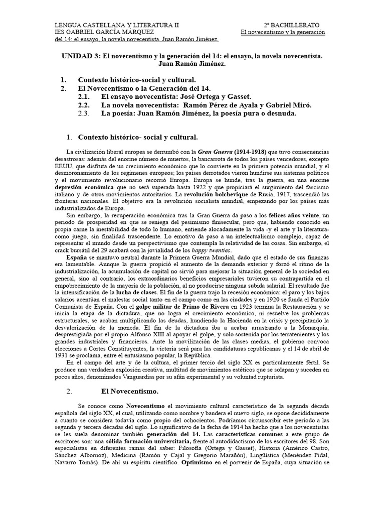 Novecentismo y Generación del 14 en España | PDF | Educación en artes ...