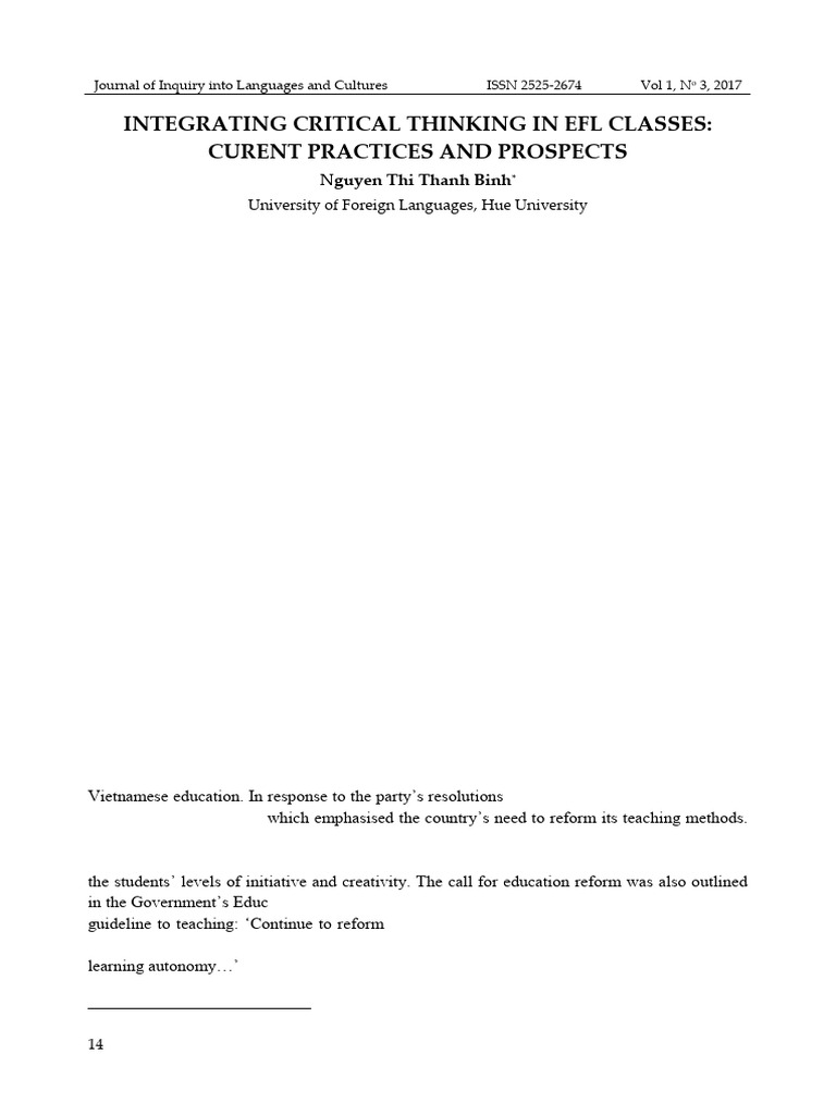 49974-Article Text-153686-1-10-20200806 | PDF | Critical Thinking | Learning