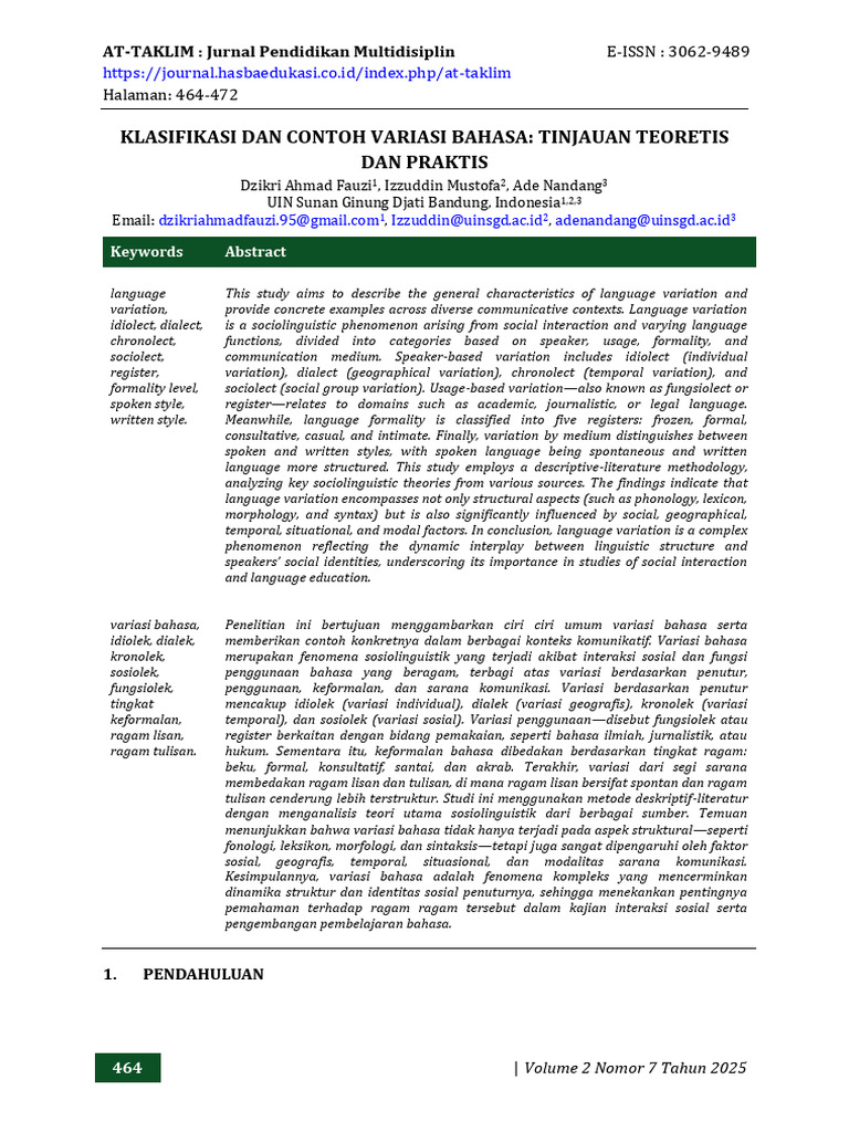 Variasi Bahasa: Teori dan Contoh Praktis | PDF