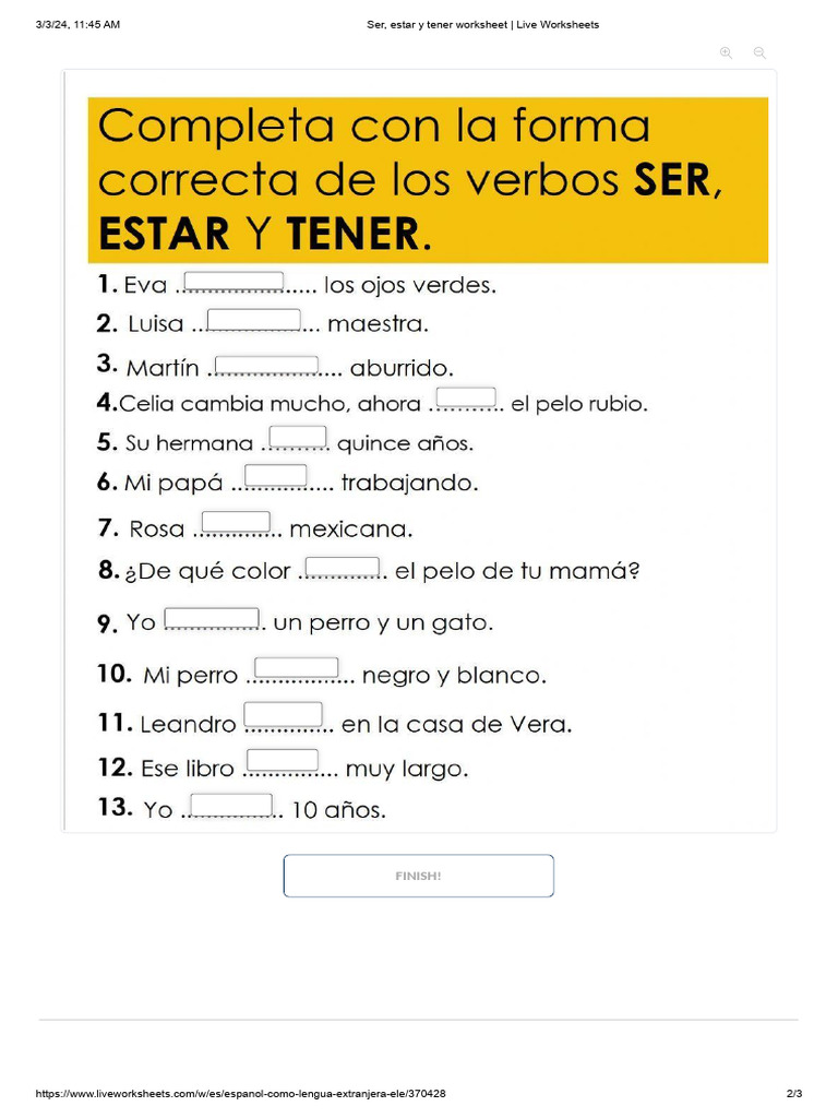 Ser, Estar y Tener Worksheet _ Live Worksheets | PDF