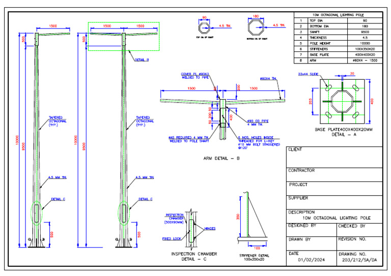10M OCTA 90-180 Electric Poles Drawing. | PDF