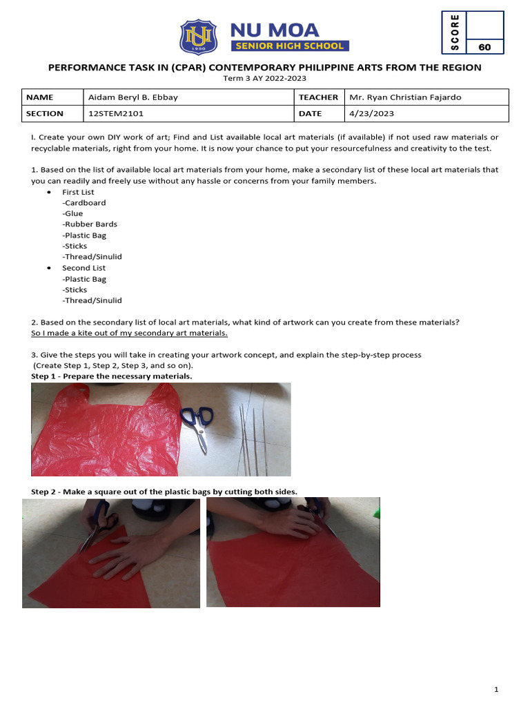 1ST Performance Task CPAR | PDF | Cognitive Psychology | Psychological Concepts