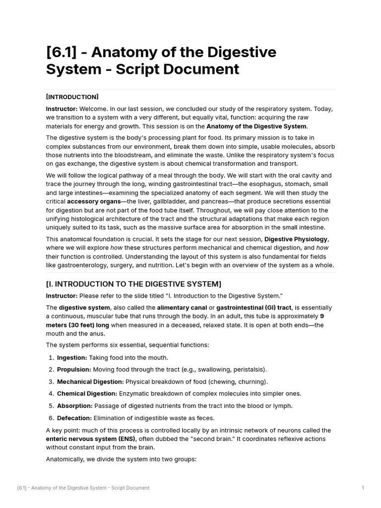 [6.1] - Anatomy of the Digestive System - Script Document | PDF ...