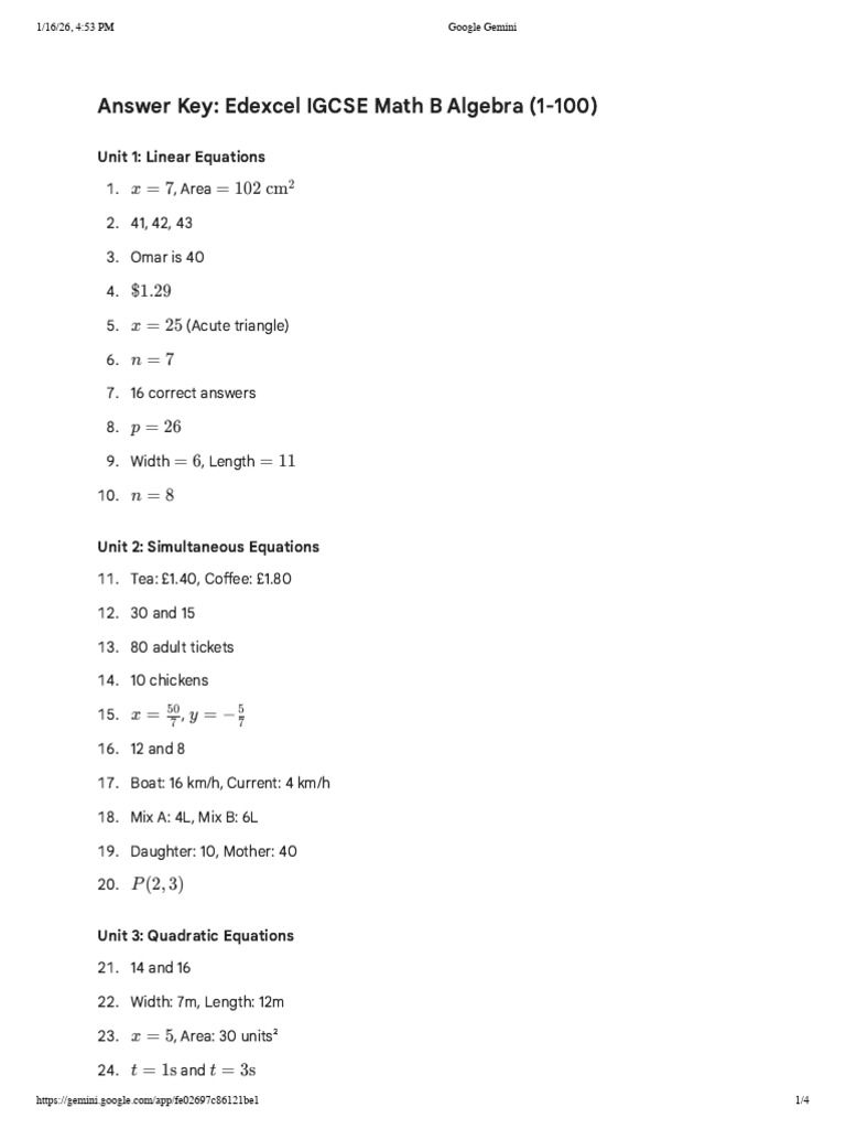 Edexcel IGCSE Math B Answer Key | PDF | Mathematics | Chess