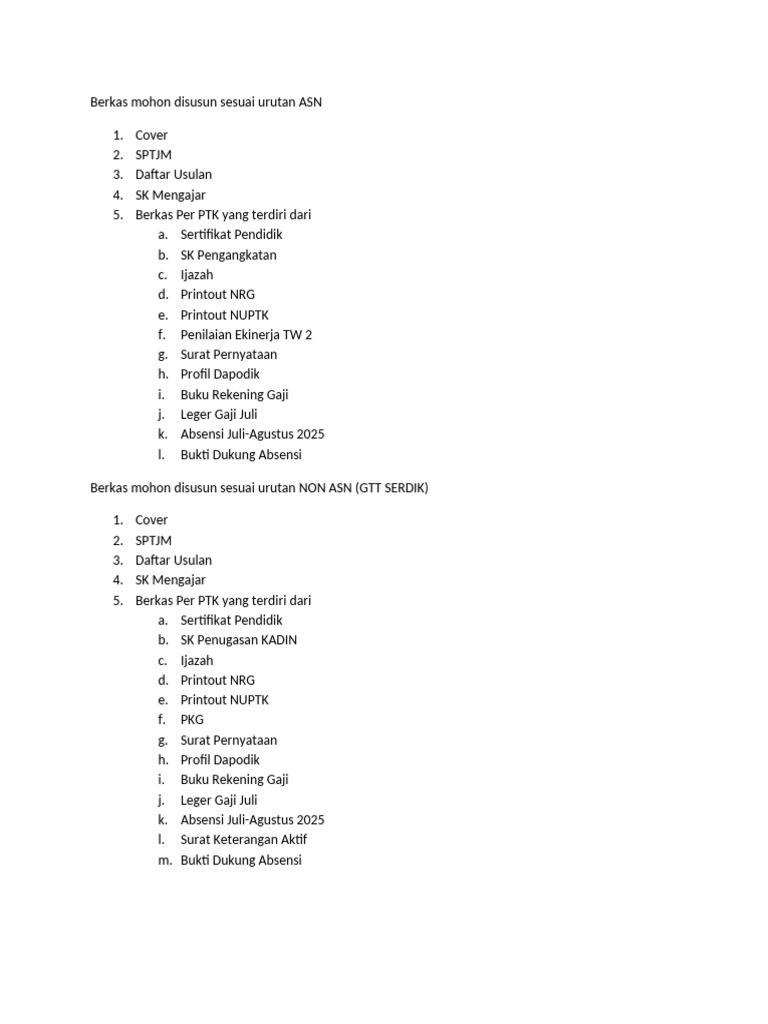 Panduan Penyusunan Berkas ASN dan Non-ASN | PDF