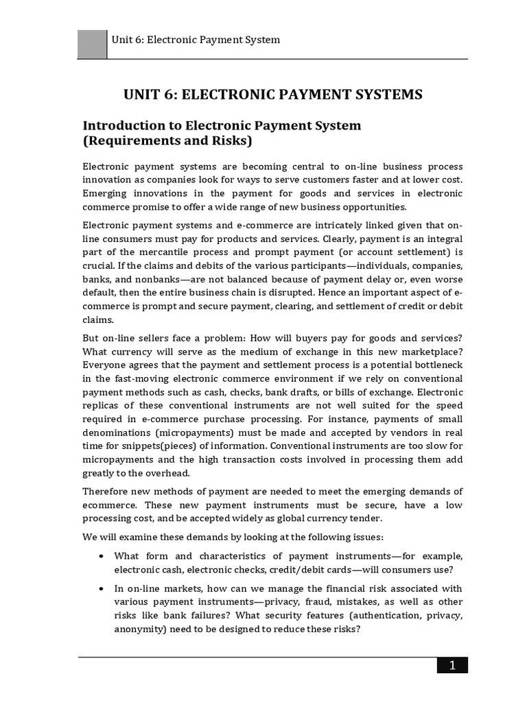 unit 6 ec 1 | PDF | Cash | Payments