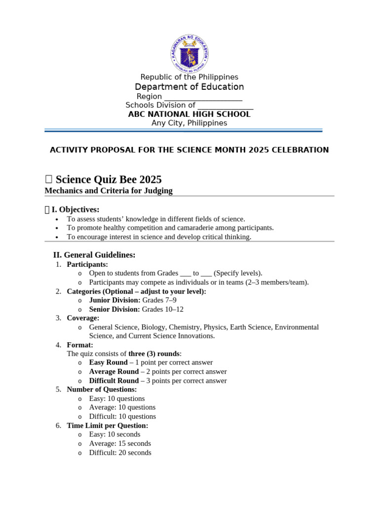 Science Month 2025 Activity Proposal | PDF | Science | Sustainability