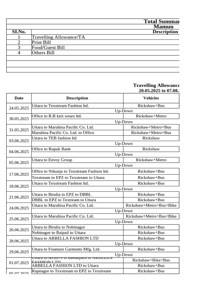 Travel and Expense Summary Report | PDF