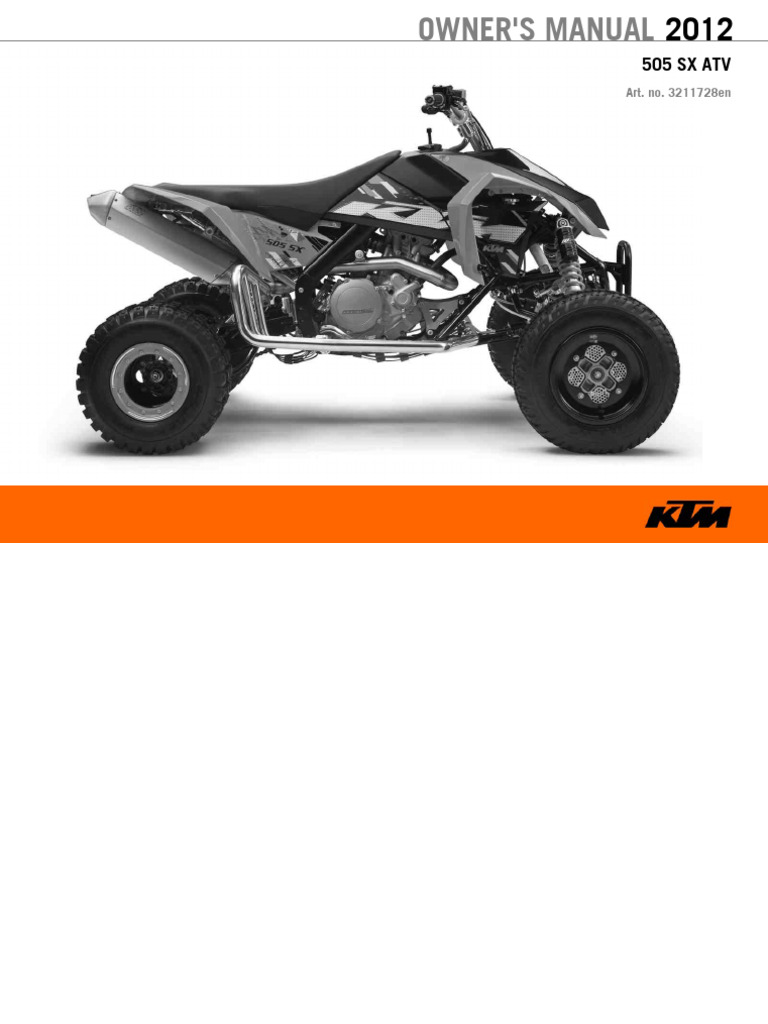 2012 KTM 505 SX ATV Owner's Manual | PDF | Clutch | Brake