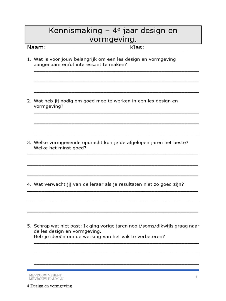 Kennismaking Design en Vormgeving 4 (1) | PDF