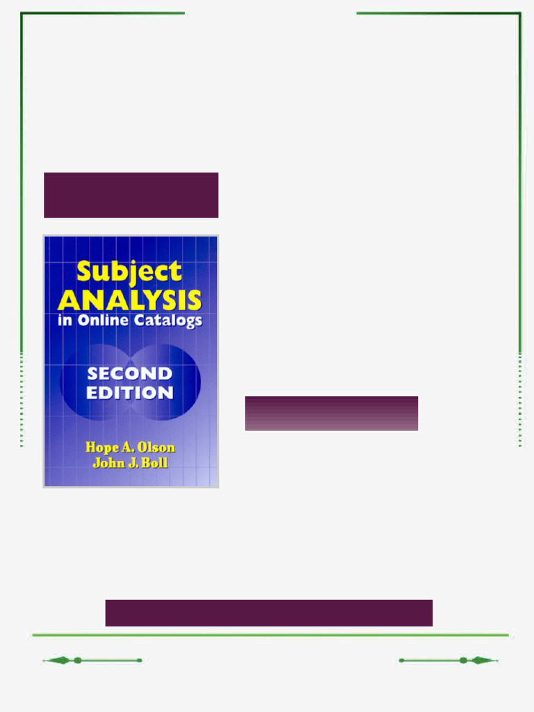 Subject Analysis in Online Catalogs 2nd Edition Hope A. Olson Ebook ...