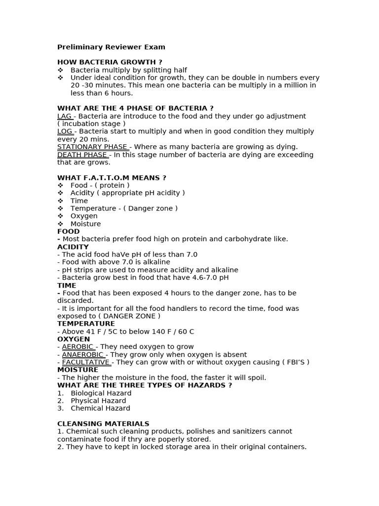 Preliminary Reviewer Exam | PDF | Stock (Food) | Soup