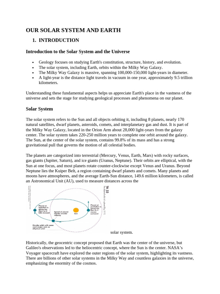 OUR SOLAR SYSTEM AND EARTH | PDF | Solar System | Atmosphere Of Earth