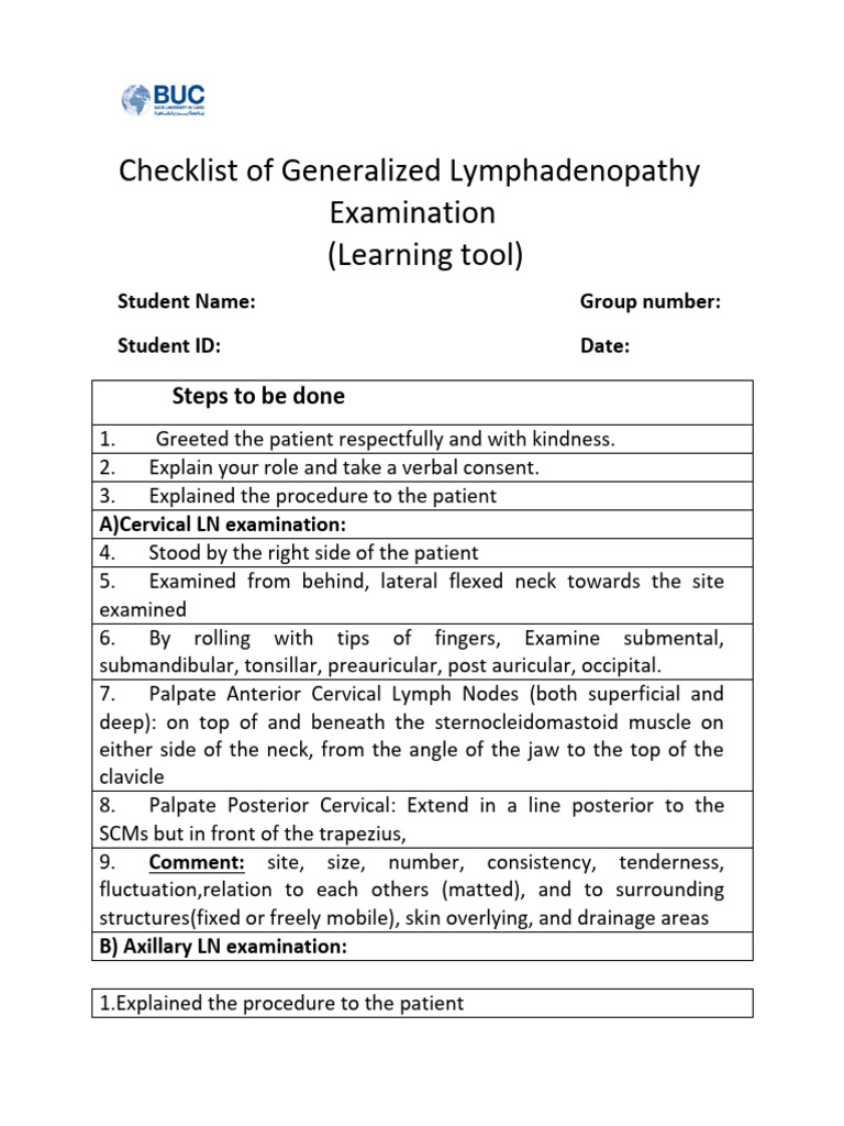 Generalized LN Examination Checklist (1)_250628_180022 | PDF | Neck ...