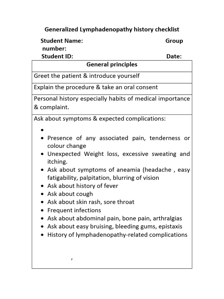 Generalized LN History Checklist_250628_175955 | PDF