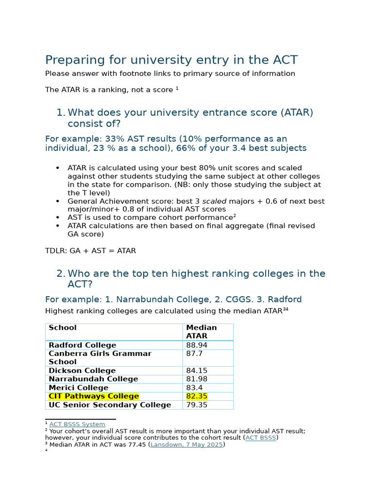 202505 Preparing for university entry in the ACT (by Dionne) | PDF ...